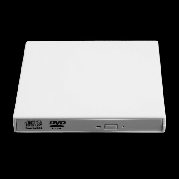 White USB 2.0 External Slimline DVD CD-ROM Enclosure for SATA Optical ...